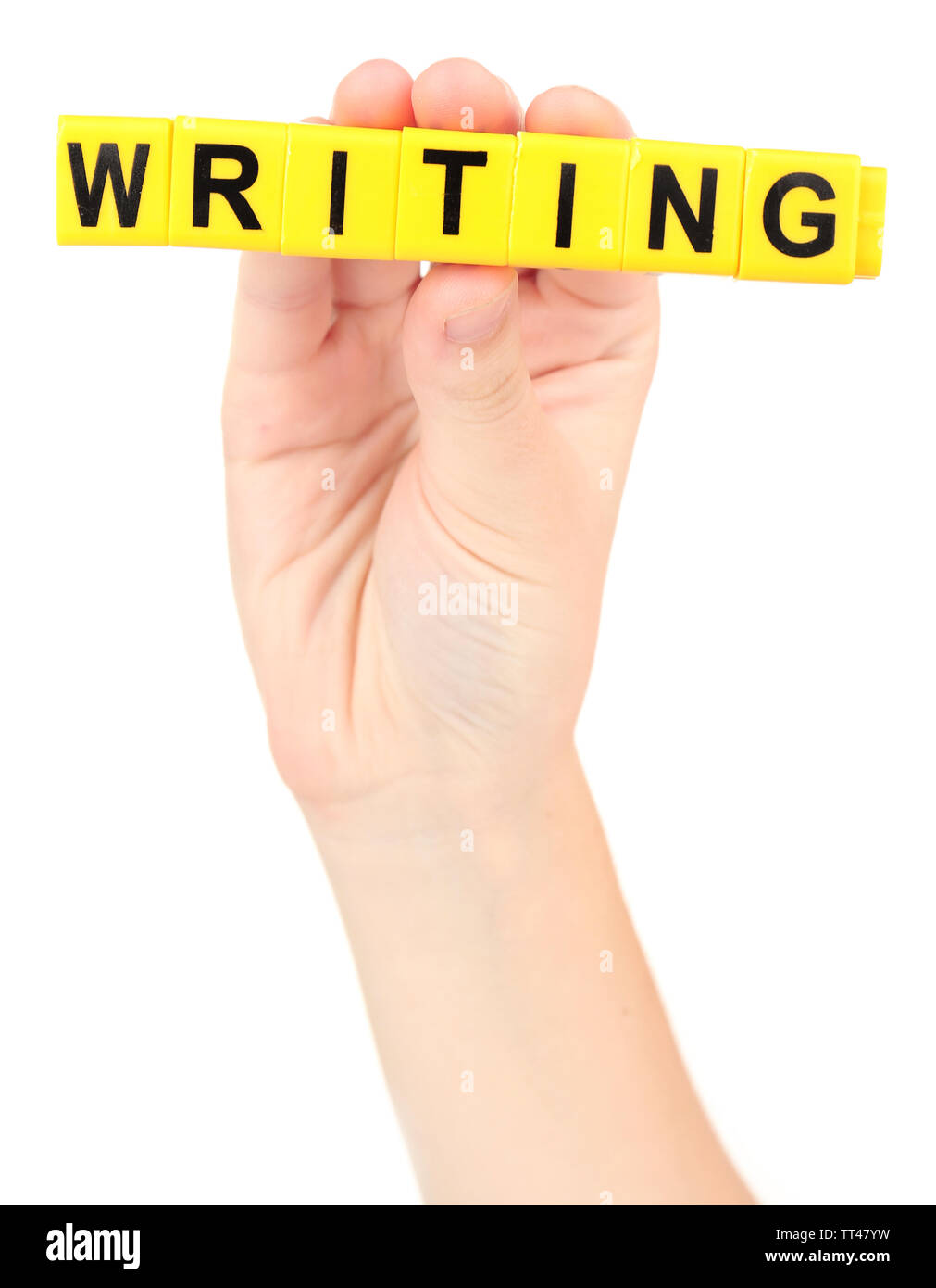 Word Writing formed from educational cubes isolated on white Stock ...