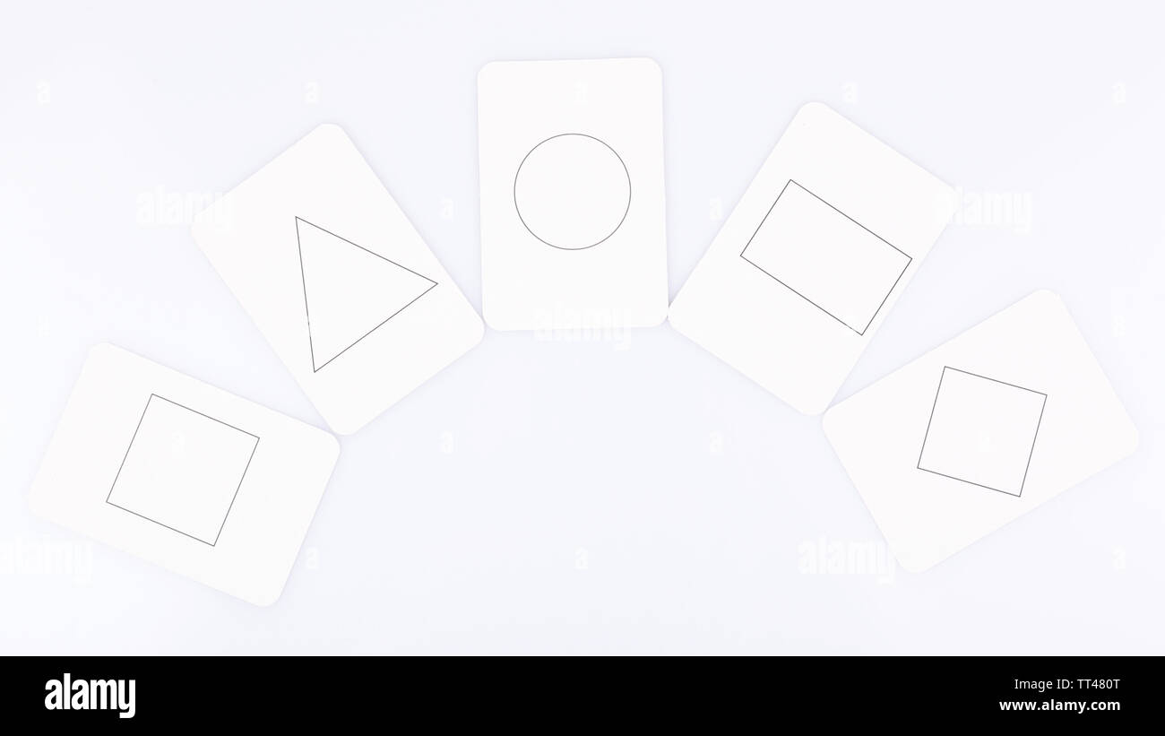 Educational cards with color geometric shapes, isolated on white Stock ...