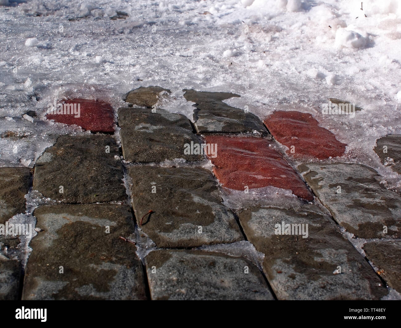 stone path in the Park in winter, Moscow Stock Photo - Alamy