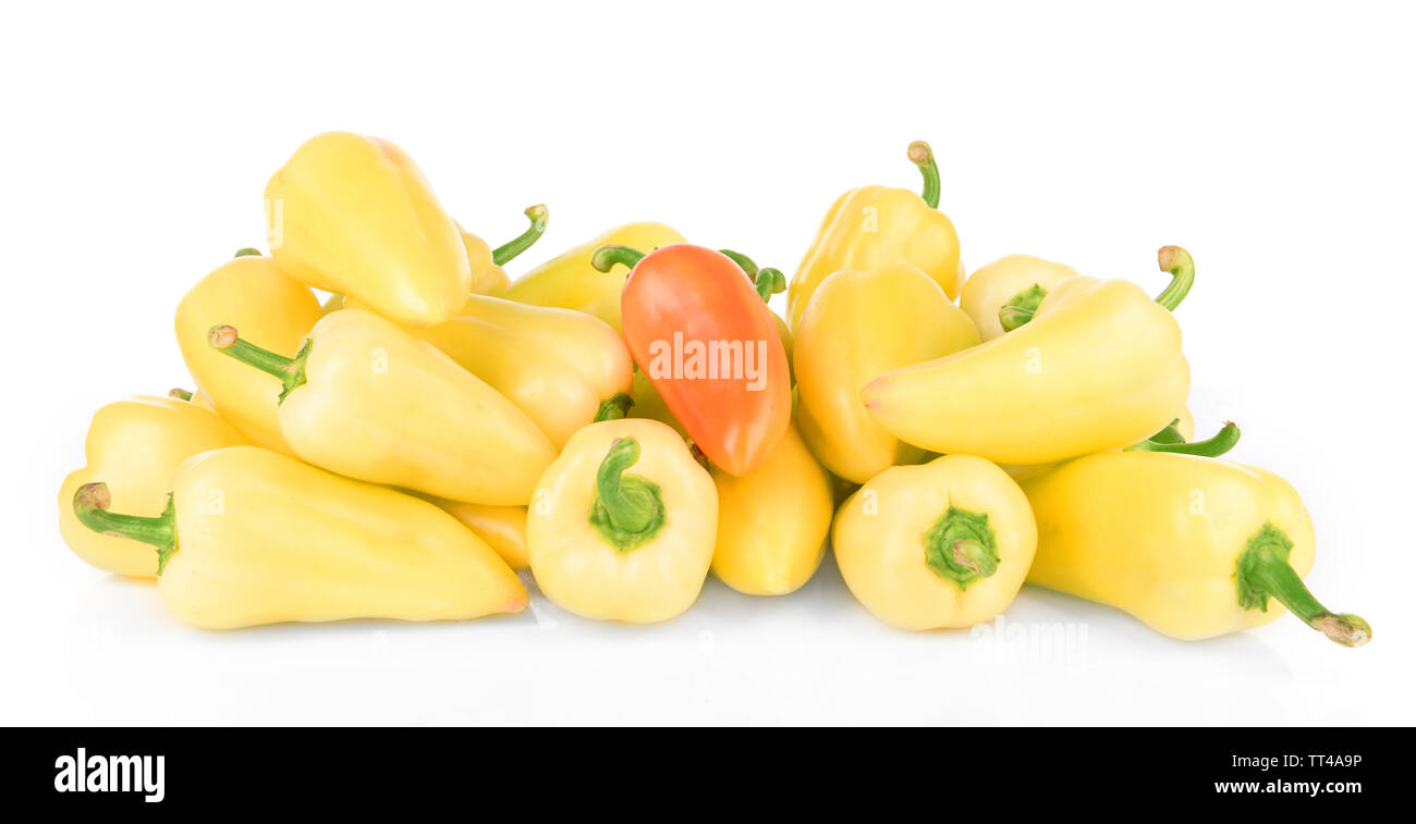 Yellow peppers isolated on white Stock Photo - Alamy