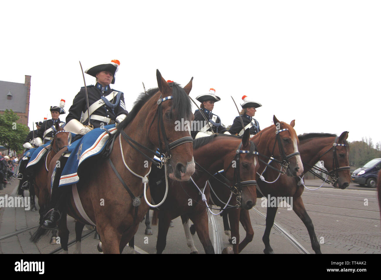 Female cavalry soldiers riding at the Parliament on Prinsjesdag (annual ...