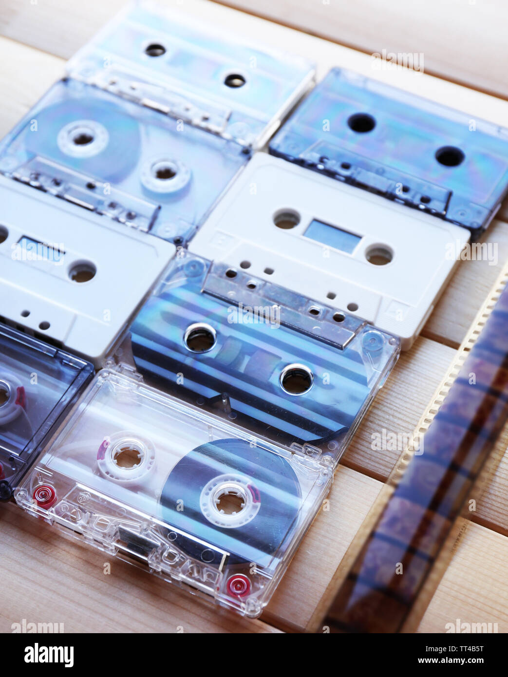 Collection of retro audio tapes, close up Stock Photo - Alamy