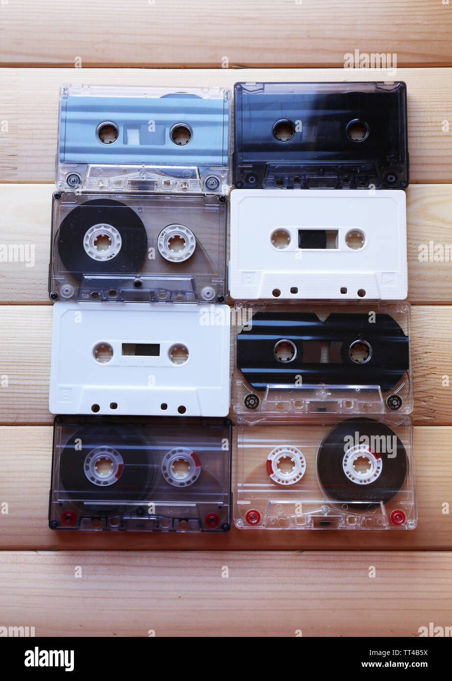 Collection of retro audio tapes, close up Stock Photo - Alamy