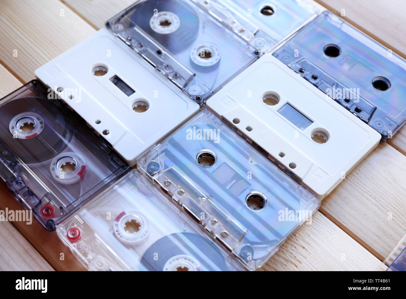Collection of retro audio tapes, close up Stock Photo - Alamy
