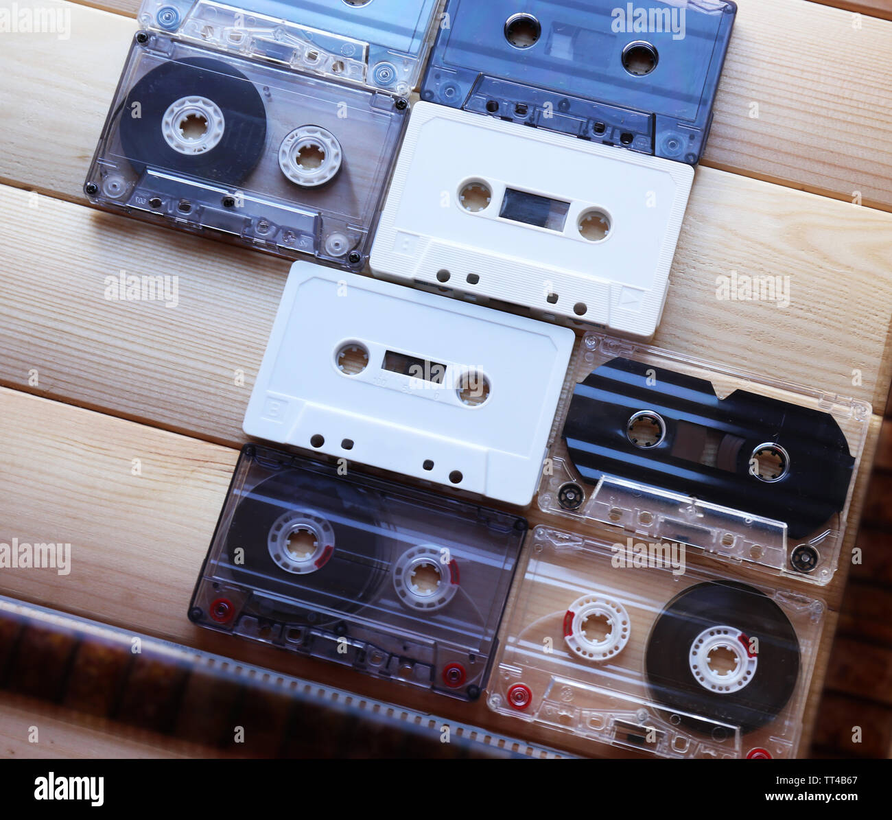 Collection of retro audio tapes, close up Stock Photo - Alamy
