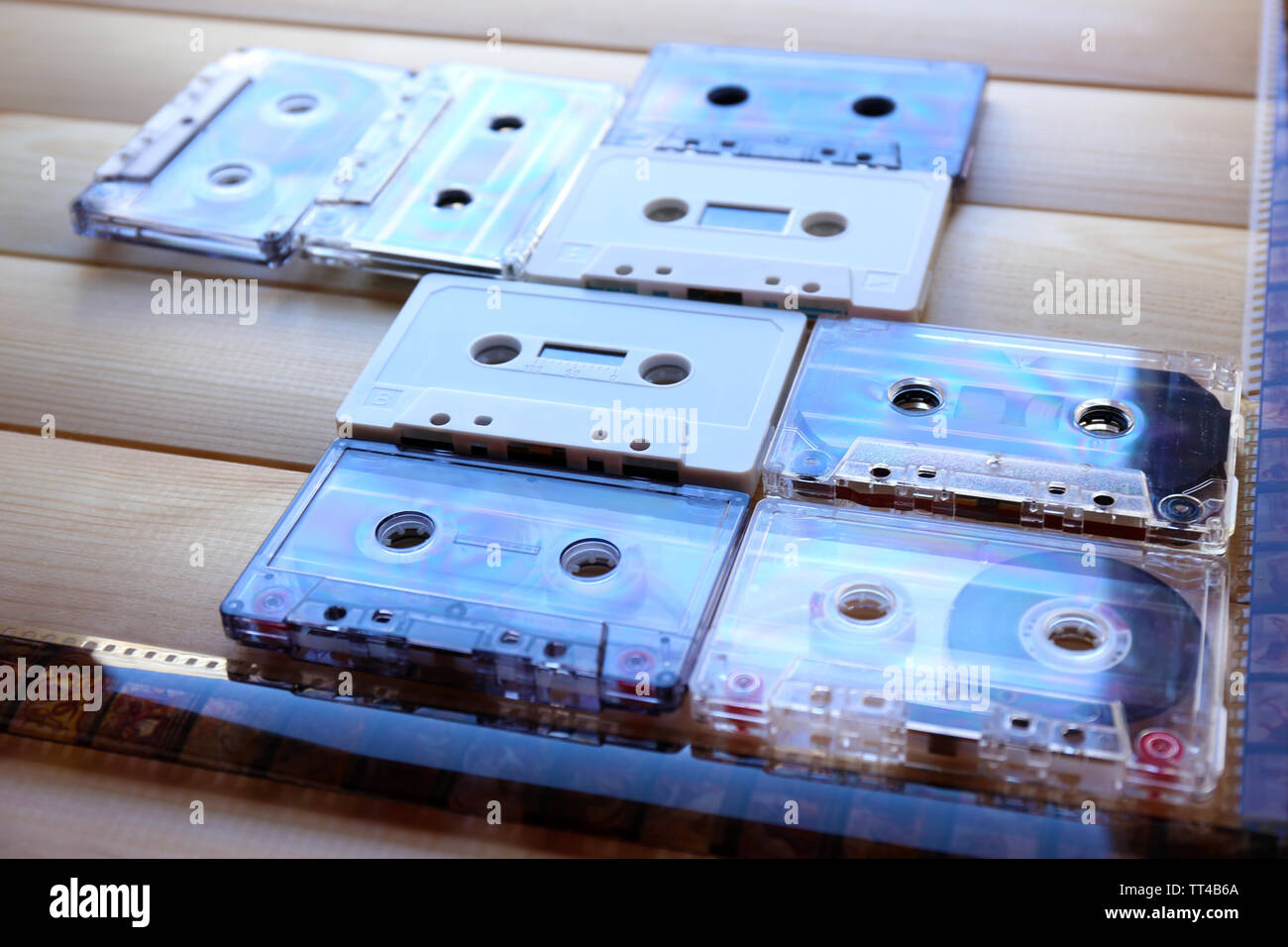 Collection of retro audio tapes, close up Stock Photo - Alamy
