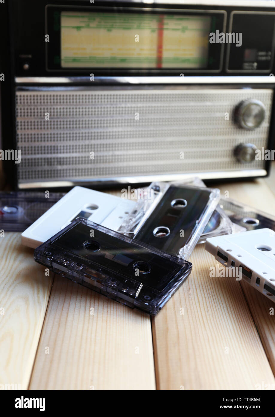 Collection of retro audio tapes, close up Stock Photo - Alamy