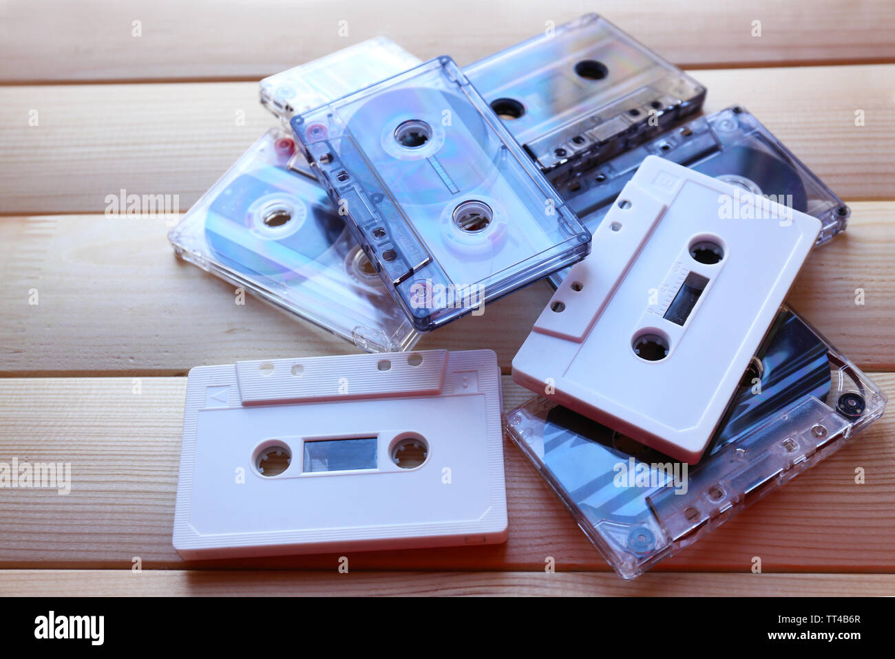 Collection of retro audio tapes, close up Stock Photo - Alamy