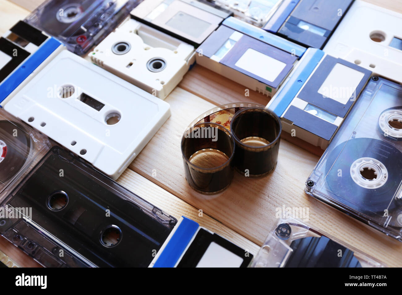 Collection of retro audio tapes, close up Stock Photo - Alamy
