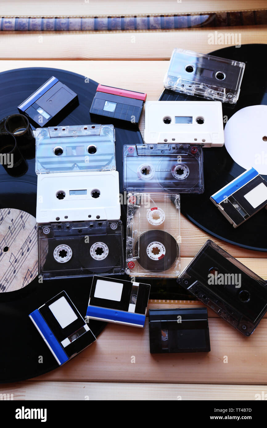 Collection of retro audio tapes, close up Stock Photo - Alamy