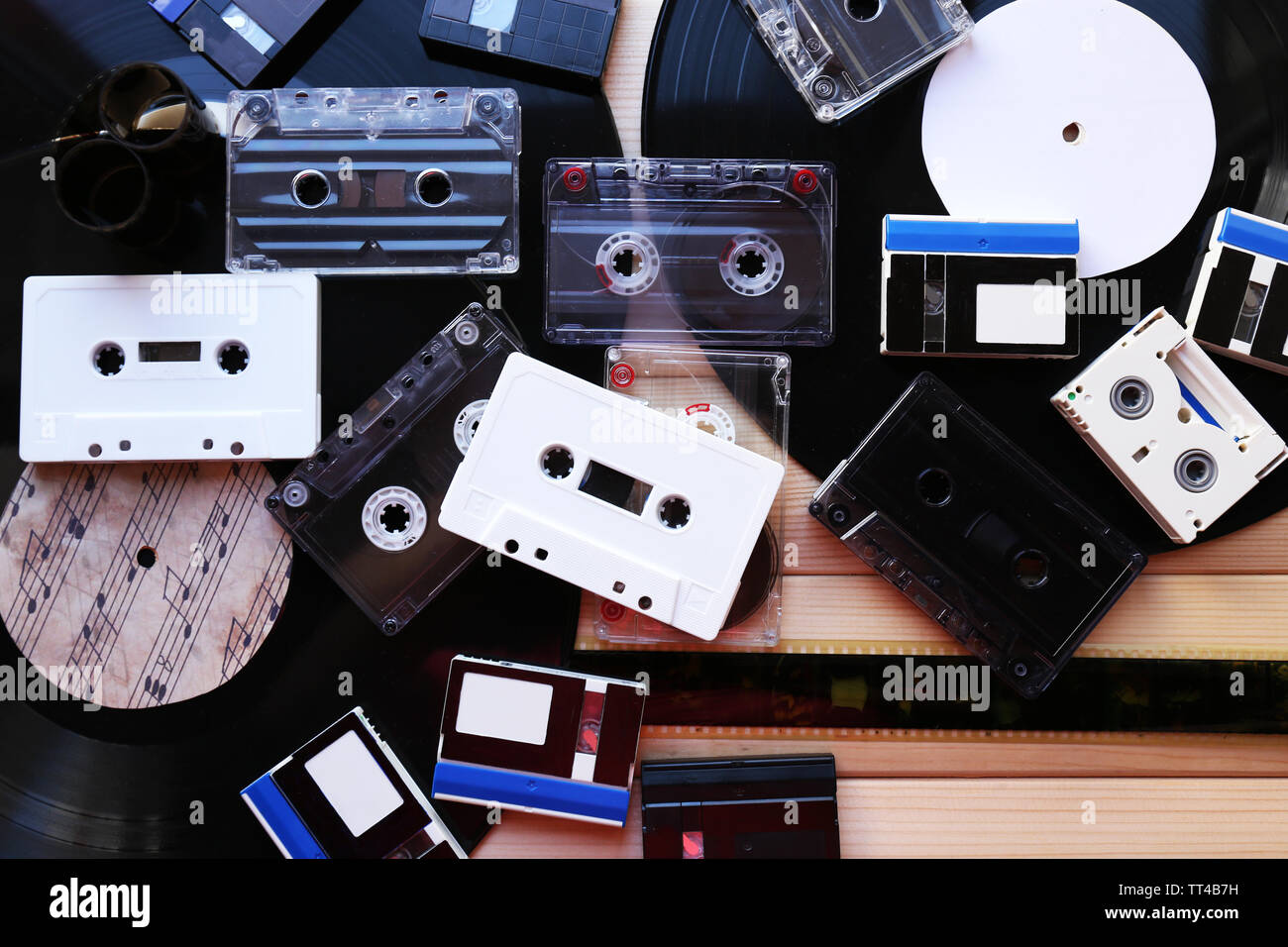 Collection of retro audio tapes, close up Stock Photo - Alamy