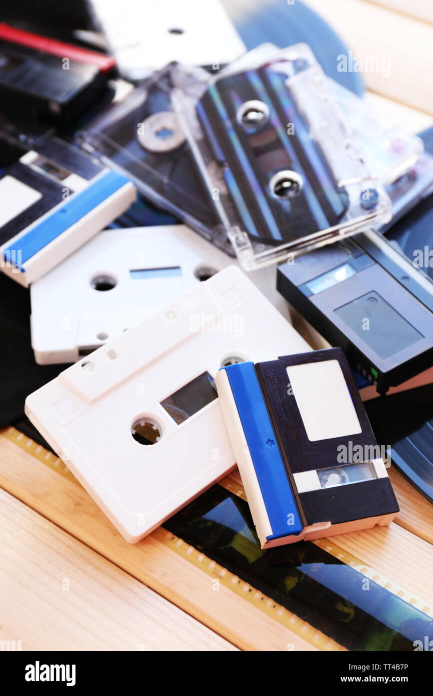 Collection of retro audio tapes, close up Stock Photo - Alamy