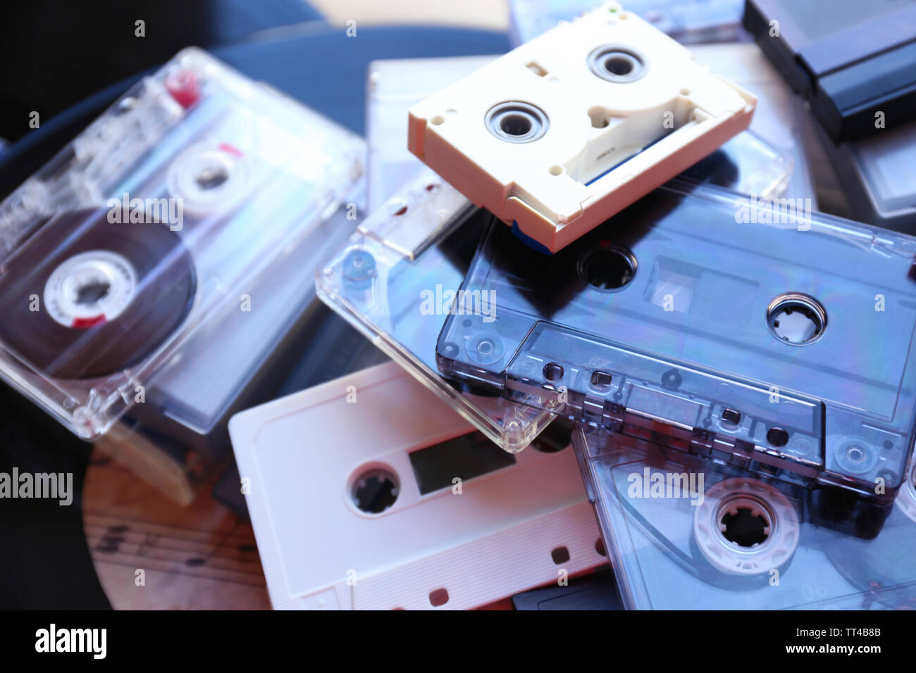 Collection of retro audio tapes, close up Stock Photo - Alamy