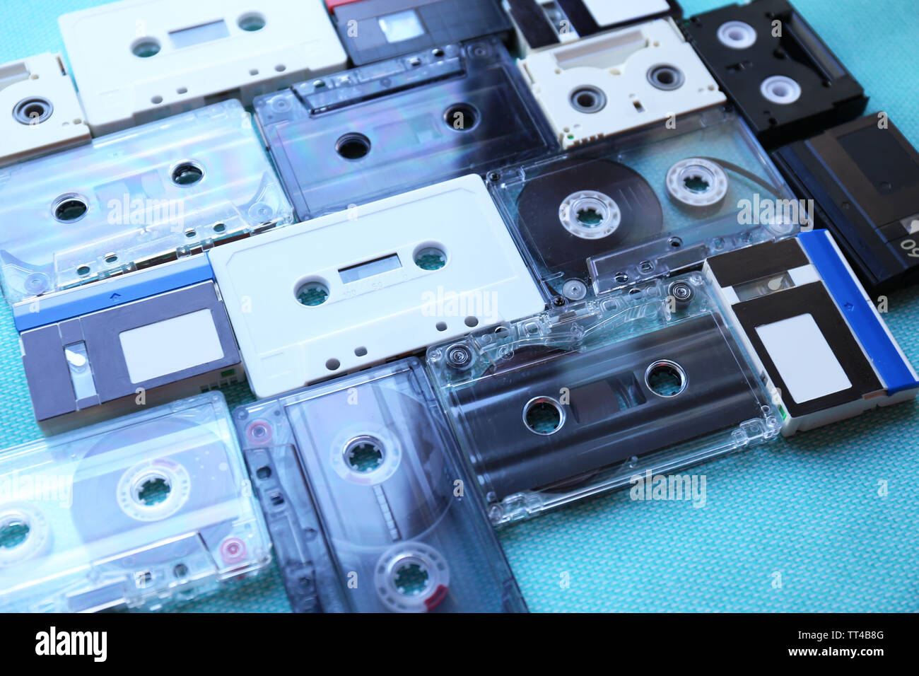 Collection of retro audio tapes, close up Stock Photo - Alamy