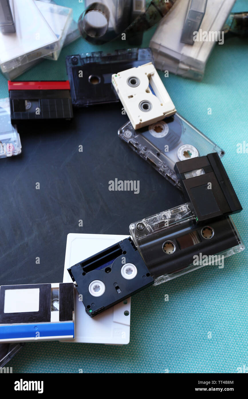 Collection of retro audio tapes, close up Stock Photo - Alamy