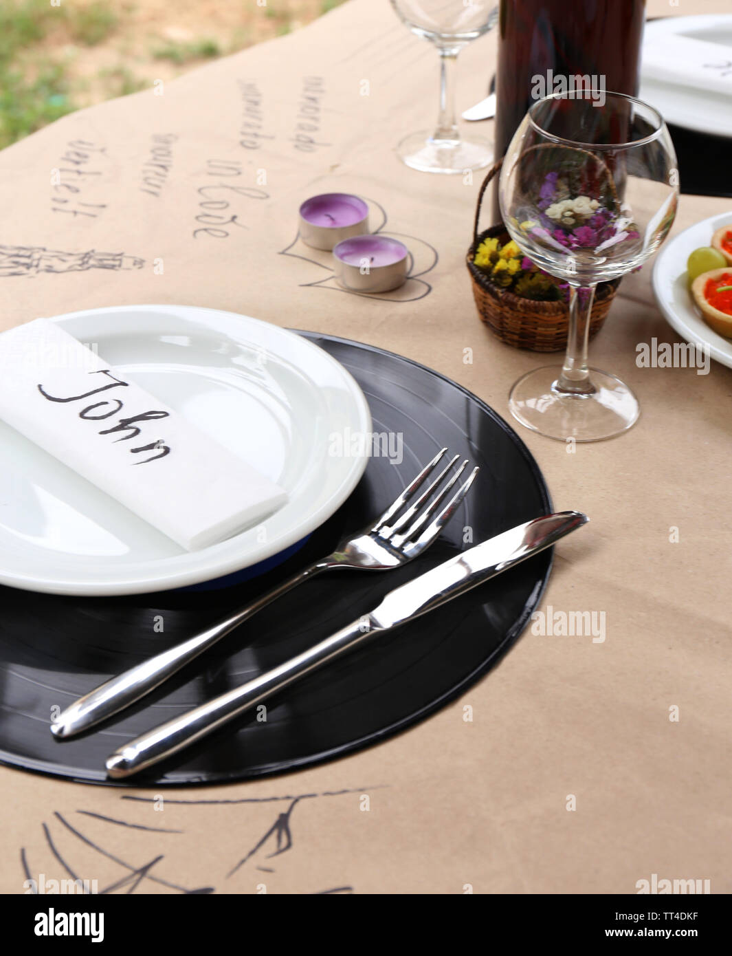 Table setting in music style Stock Photo - Alamy
