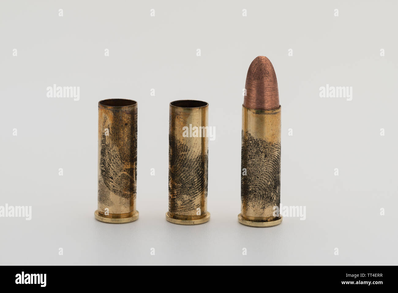 Forensic fingerprint evidence on live and dead 0.38 inch, 9mm, brass ...