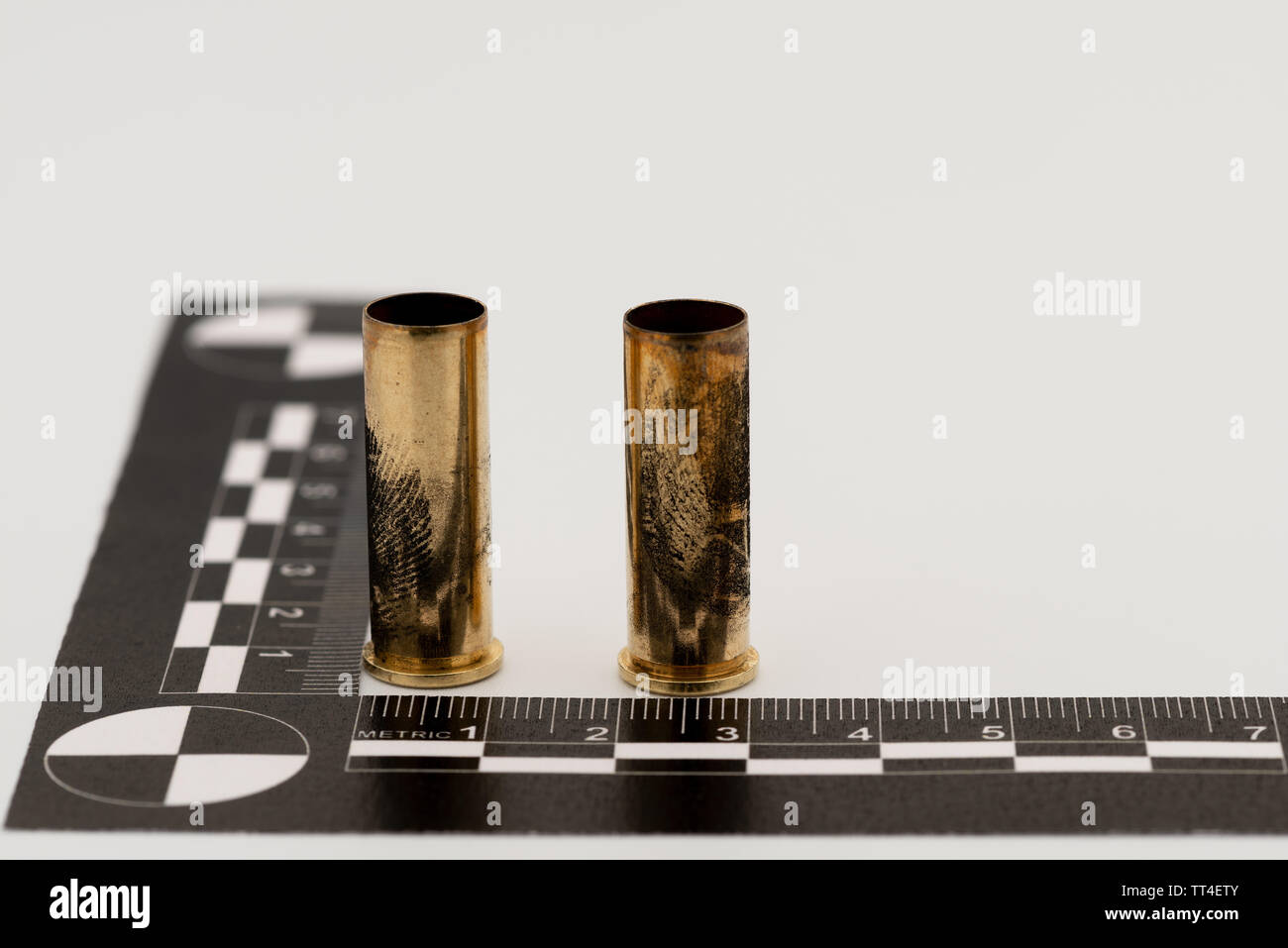 Forensic fingerprint evidence on live and dead 0.38 inch, 9mm, brass ...