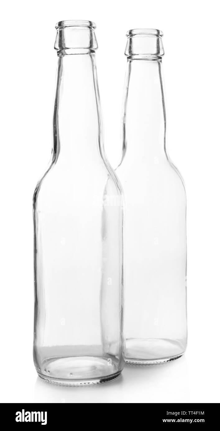 Empty glass bottles isolated on white Stock Photo - Alamy