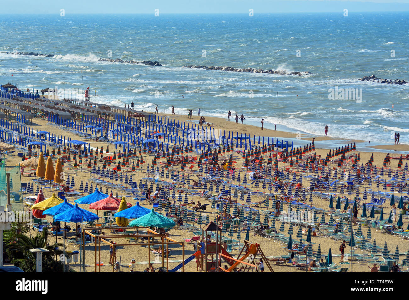 Sand beach in the Adriatic Sea in the Mediterranean southern Italy ...