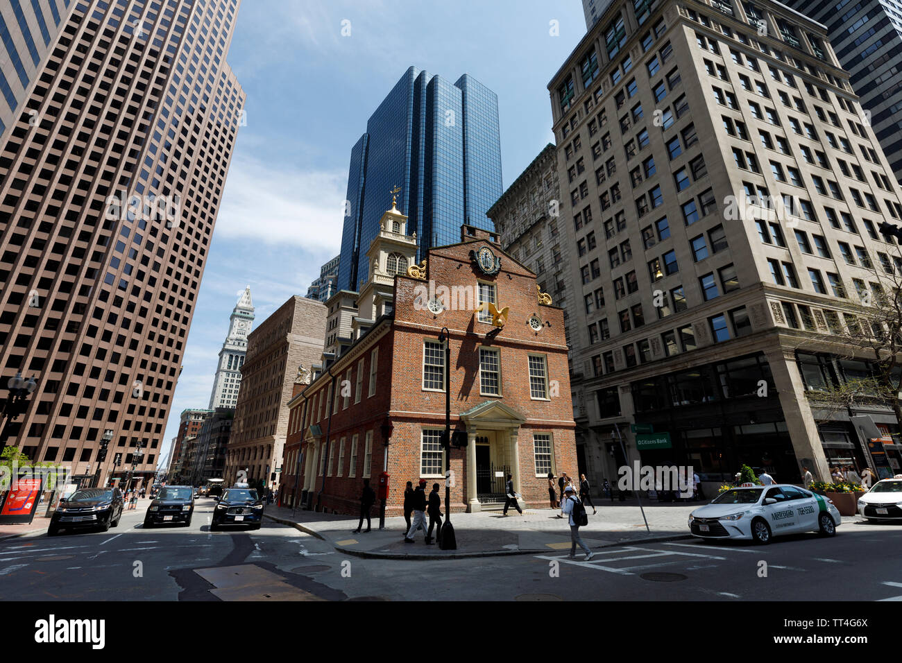 The Old State House on the Freedom Trail amid modern high rise office ...