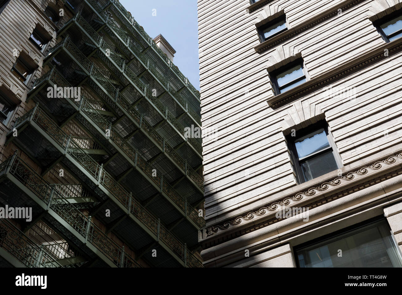wrought iron granite building facades, downtown, Boston, Massachusetts ...