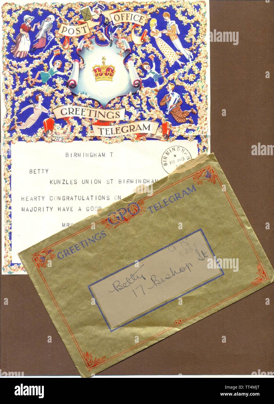 GPO Greetings Telegram for general use by Kerry Lee 1938 with original ...