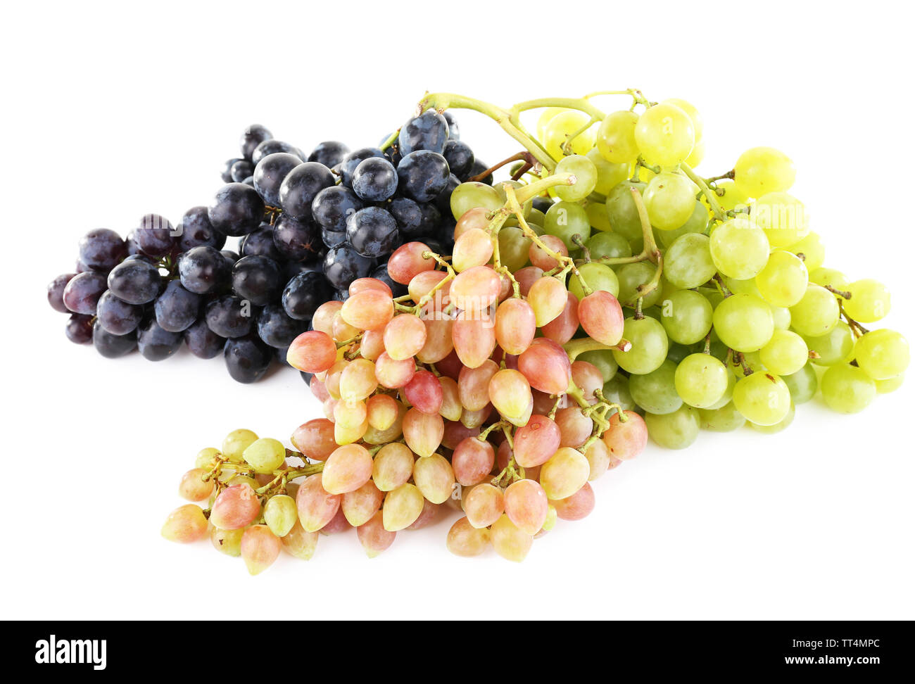 Different types of grapes isolated on white Stock Photo - Alamy