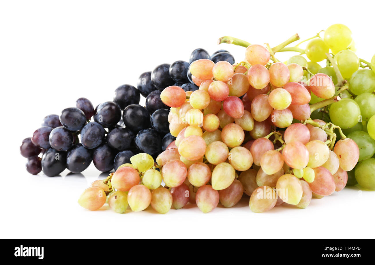 Different types of grapes isolated on white Stock Photo - Alamy