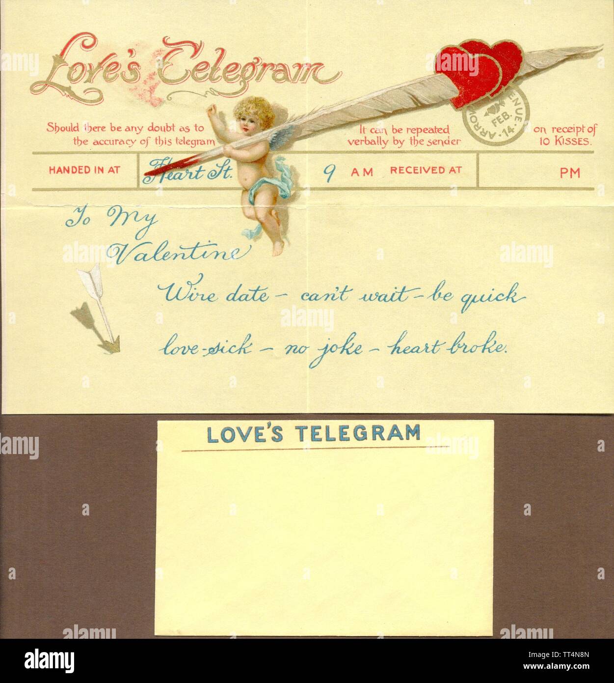 Love's Telegram with envelope circa 1895 Stock Photo - Alamy
