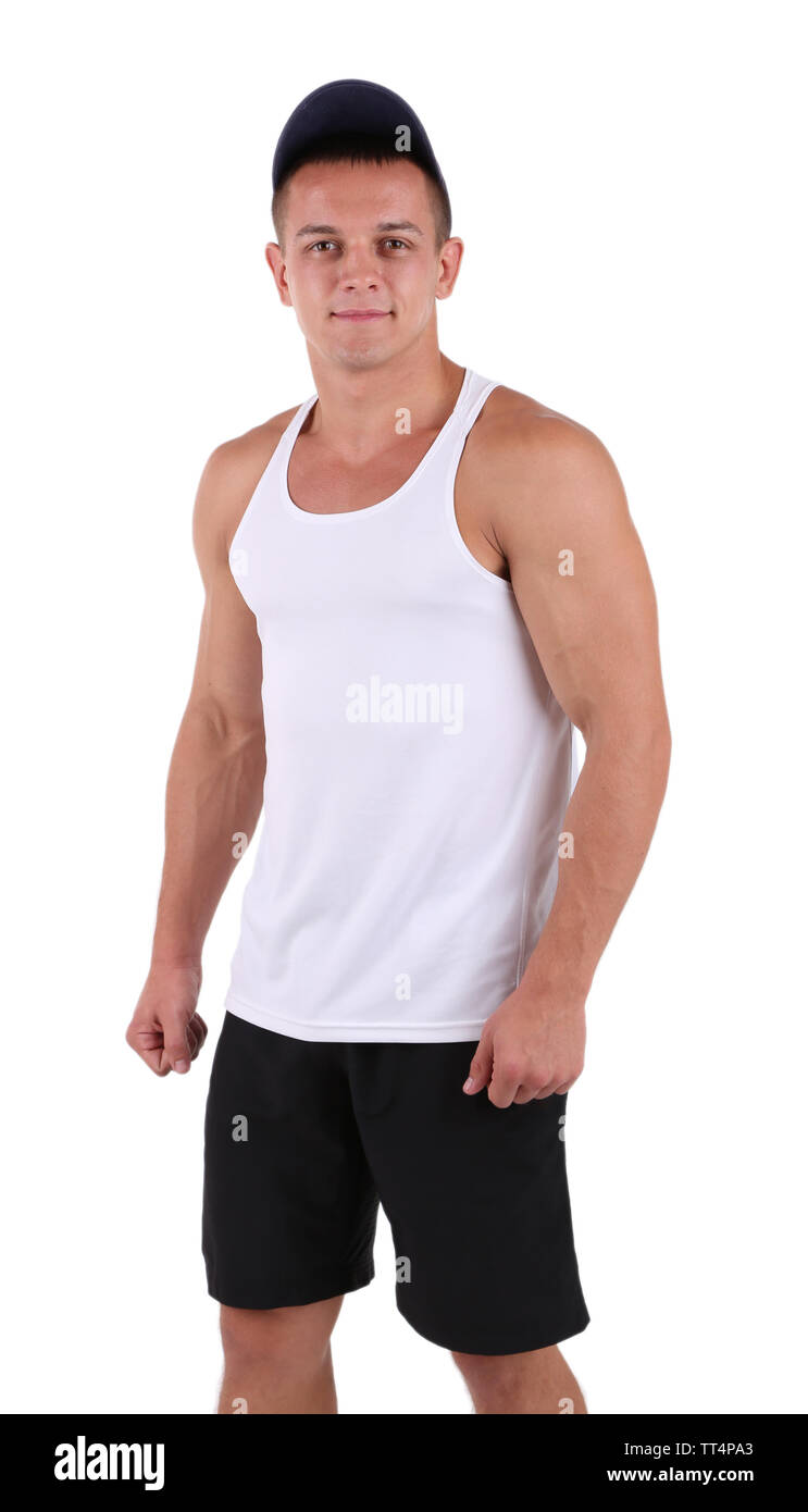 Handsome and strong young man isolated on white Stock Photo - Alamy