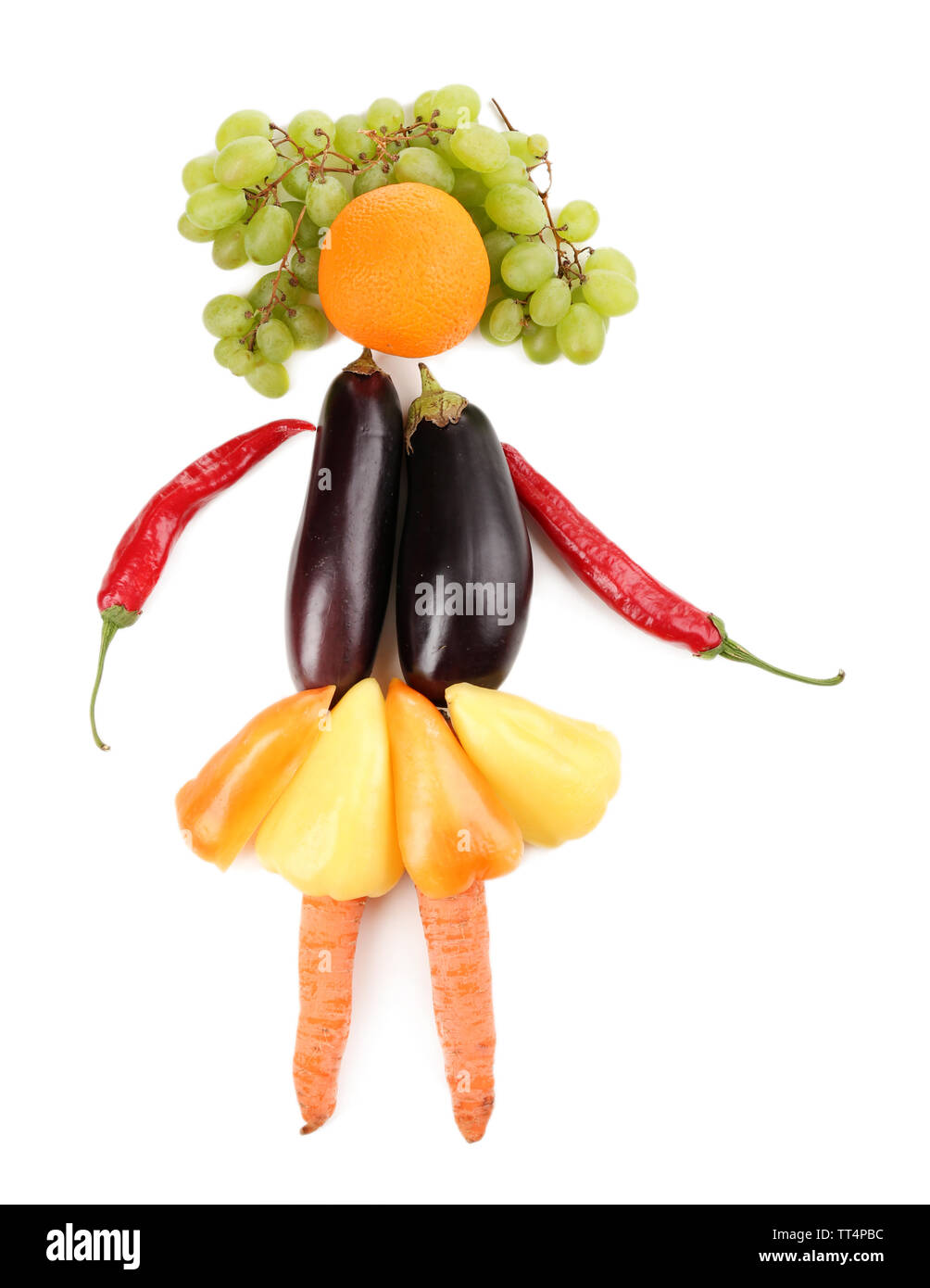 Fresh organic vegetables and fruits in shape of human, isolated on ...