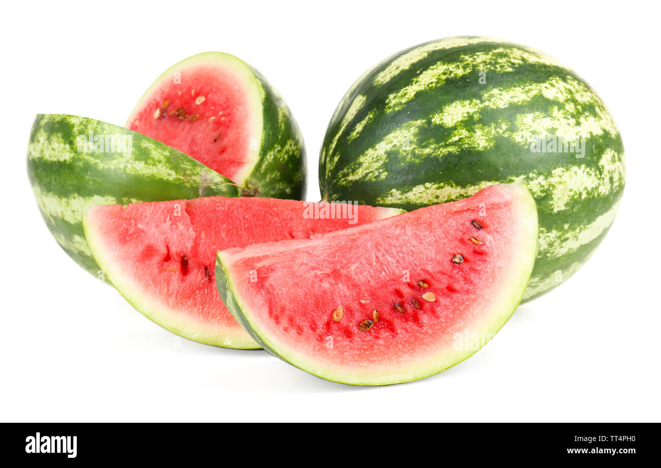 Juicy watermelons isolated on white Stock Photo - Alamy