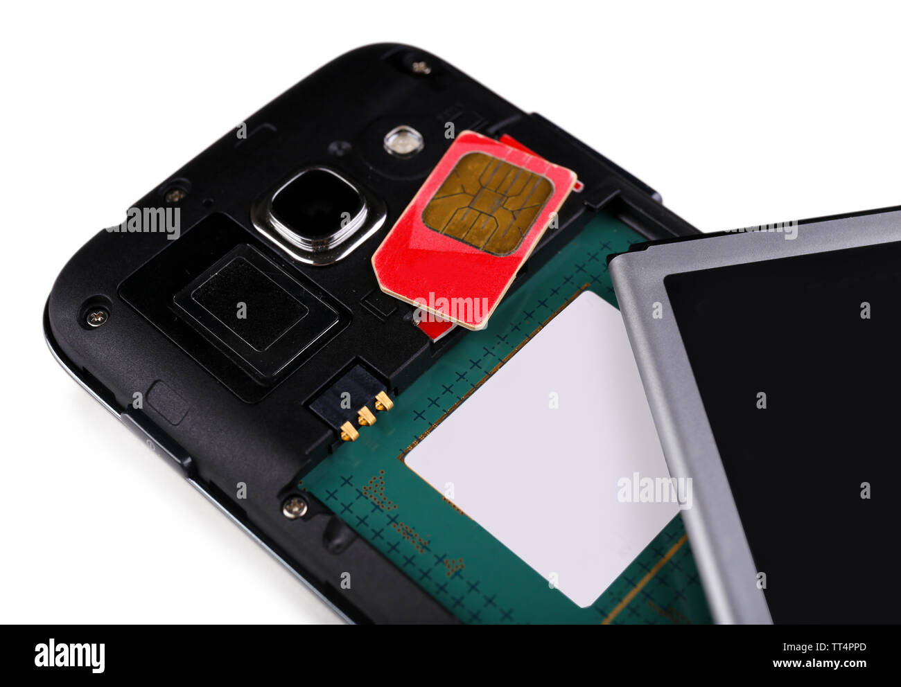 Sim card and smart phone isolated on white Stock Photo - Alamy