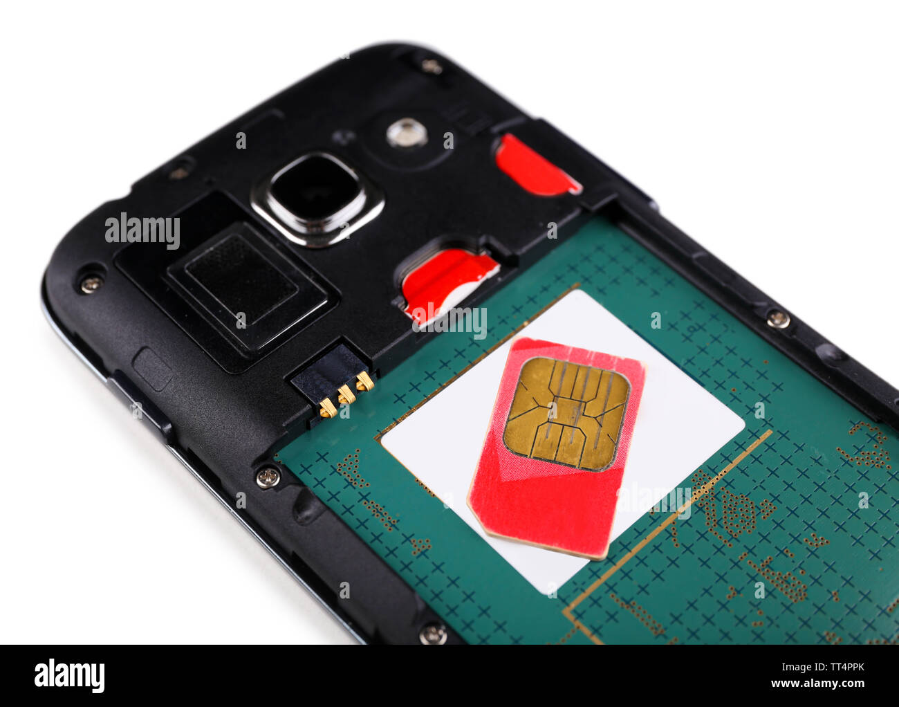 Sim card and smart phone isolated on white Stock Photo - Alamy