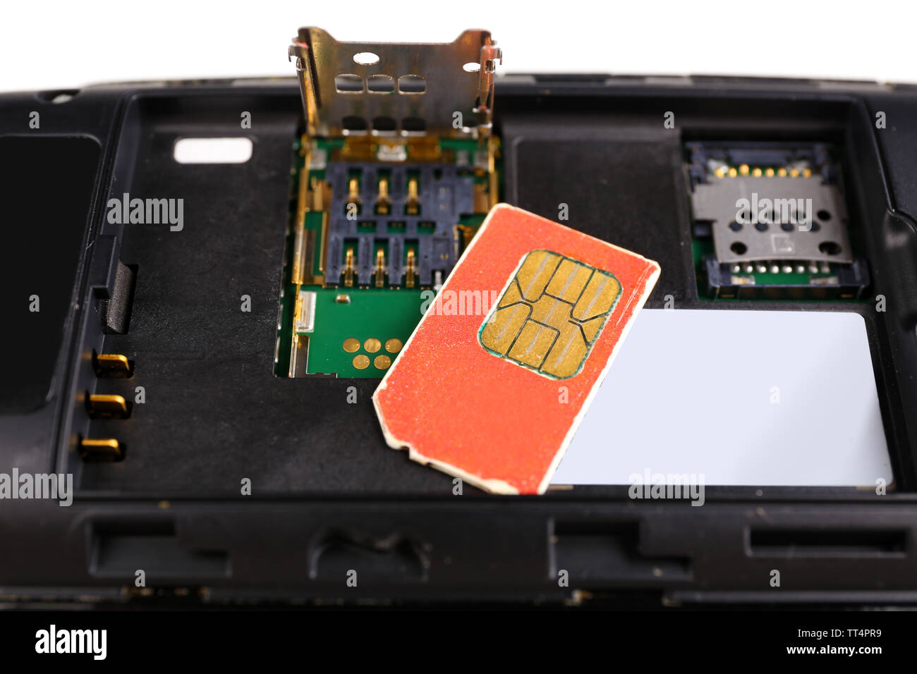 Sim card and smart phone isolated on white Stock Photo - Alamy