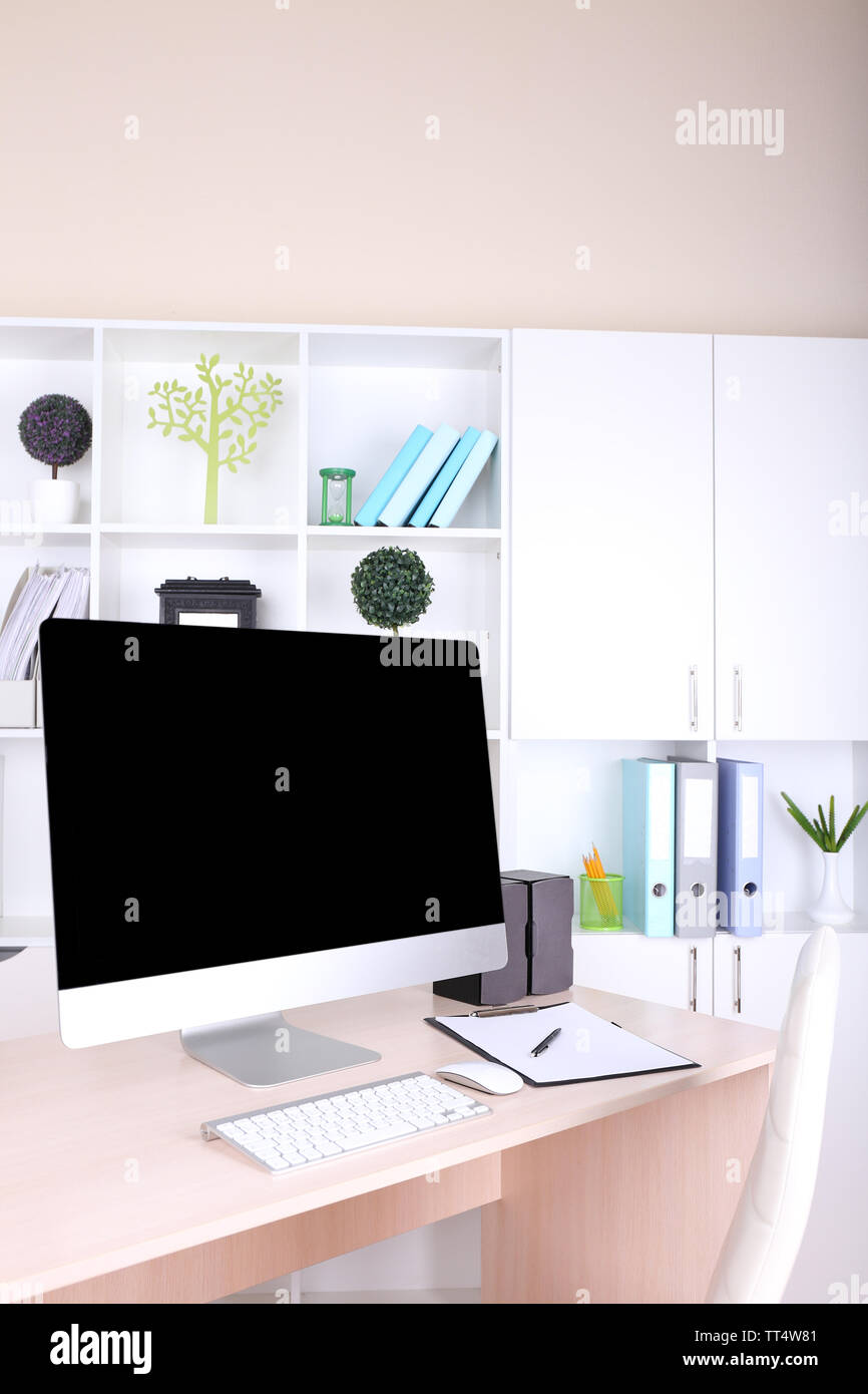 Office workplace with modern computer Stock Photo - Alamy