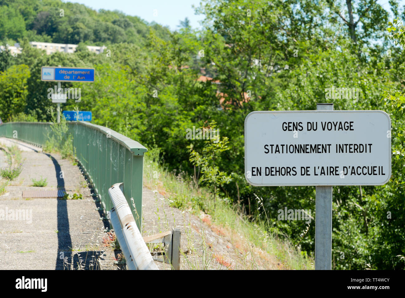 Halting site for travellers, Trévoux, Rhône, AURA region, France Stock ...
