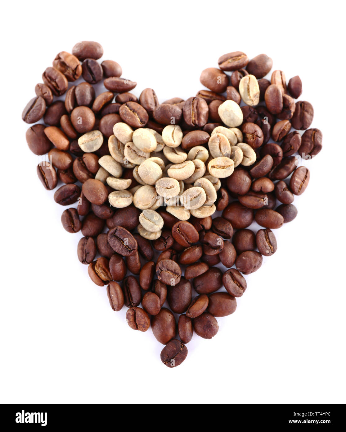 Heart shaped coffee beans isolated on white Stock Photo - Alamy