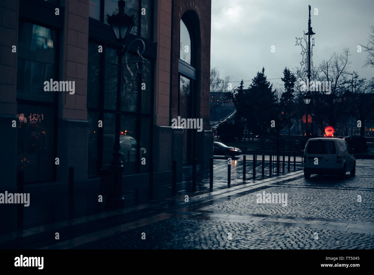 After rain in street in Budapest, Hungary Stock Photo - Alamy