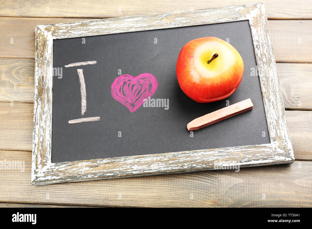 I love apple written on chalkboard, close-up Stock Photo - Alamy