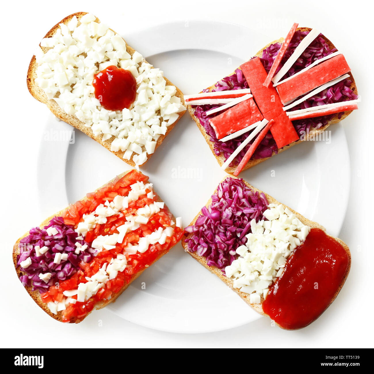Sandwiches with different flags isolated on white Stock Photo - Alamy