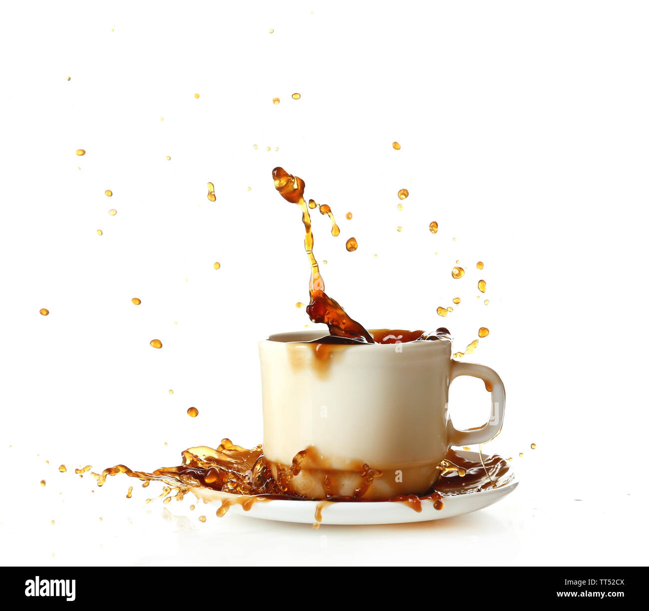 Cup of coffee with splashes, isolated on white Stock Photo - Alamy