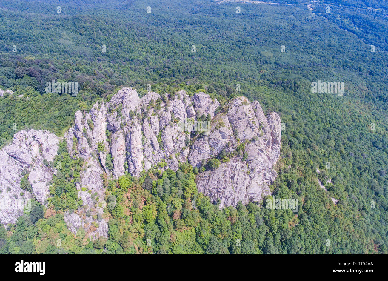 Aerial view. Top view of the rocks in the forest Stock Photo - Alamy