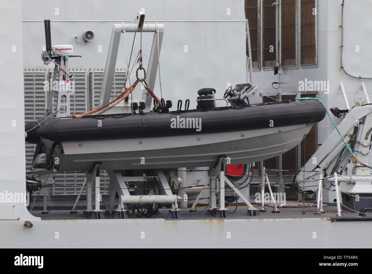 A rigid inflatable boat noted on the Royal Canadian Navy's frigate HMCS ...