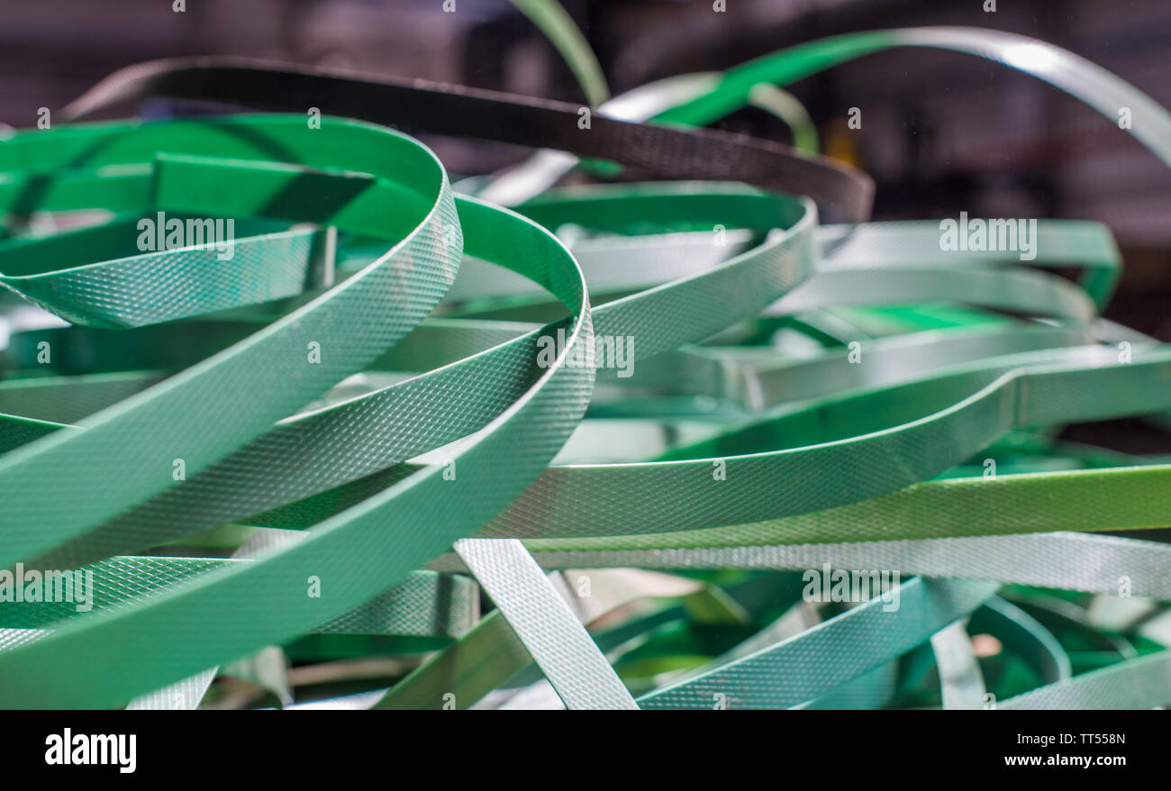 Waste green plastic packaging tape Stock Photo - Alamy