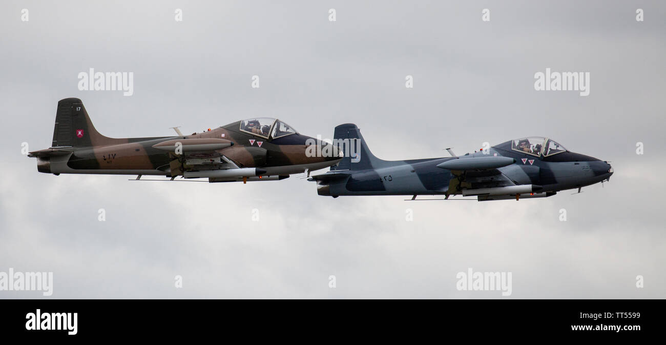 British Aircraft Corporation 167 Strikemaster pair flypast at Duxford ...