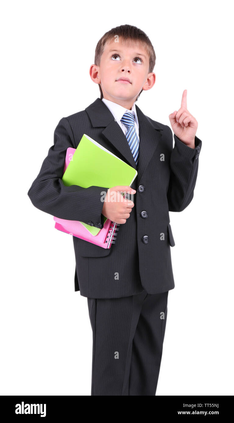 Little schoolboy isolated on white Stock Photo - Alamy