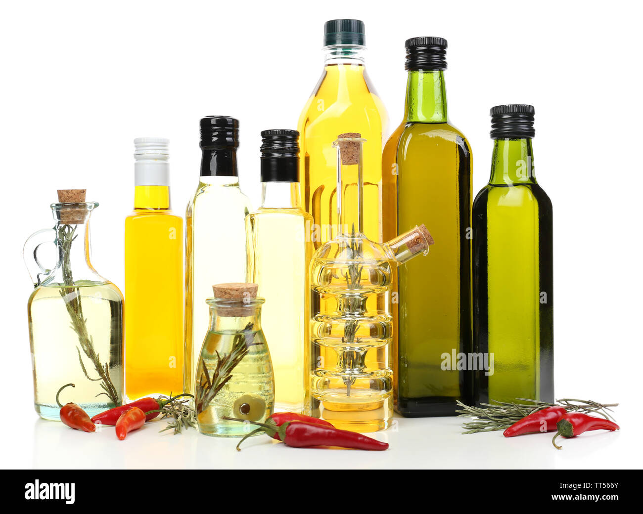Different sorts of cooking oil, isolated on white Stock Photo - Alamy