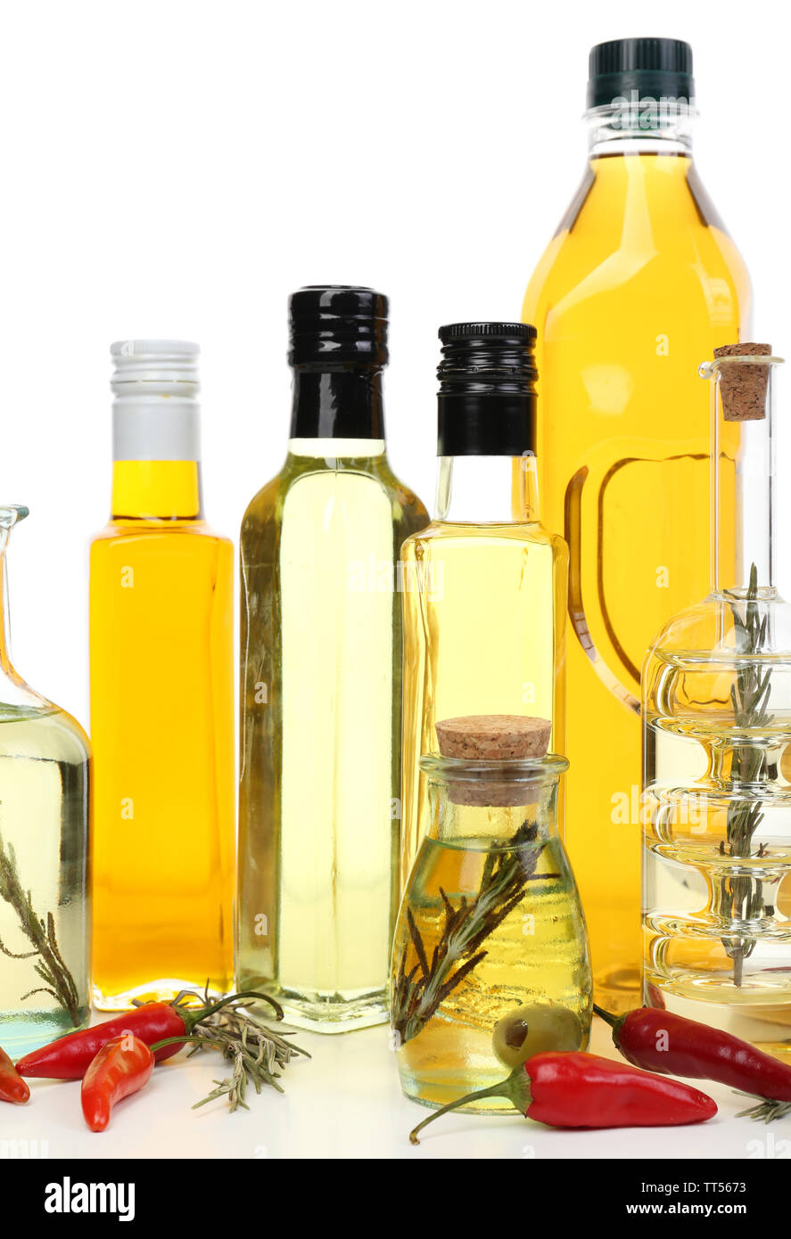 Different sorts of cooking oil, isolated on white Stock Photo - Alamy